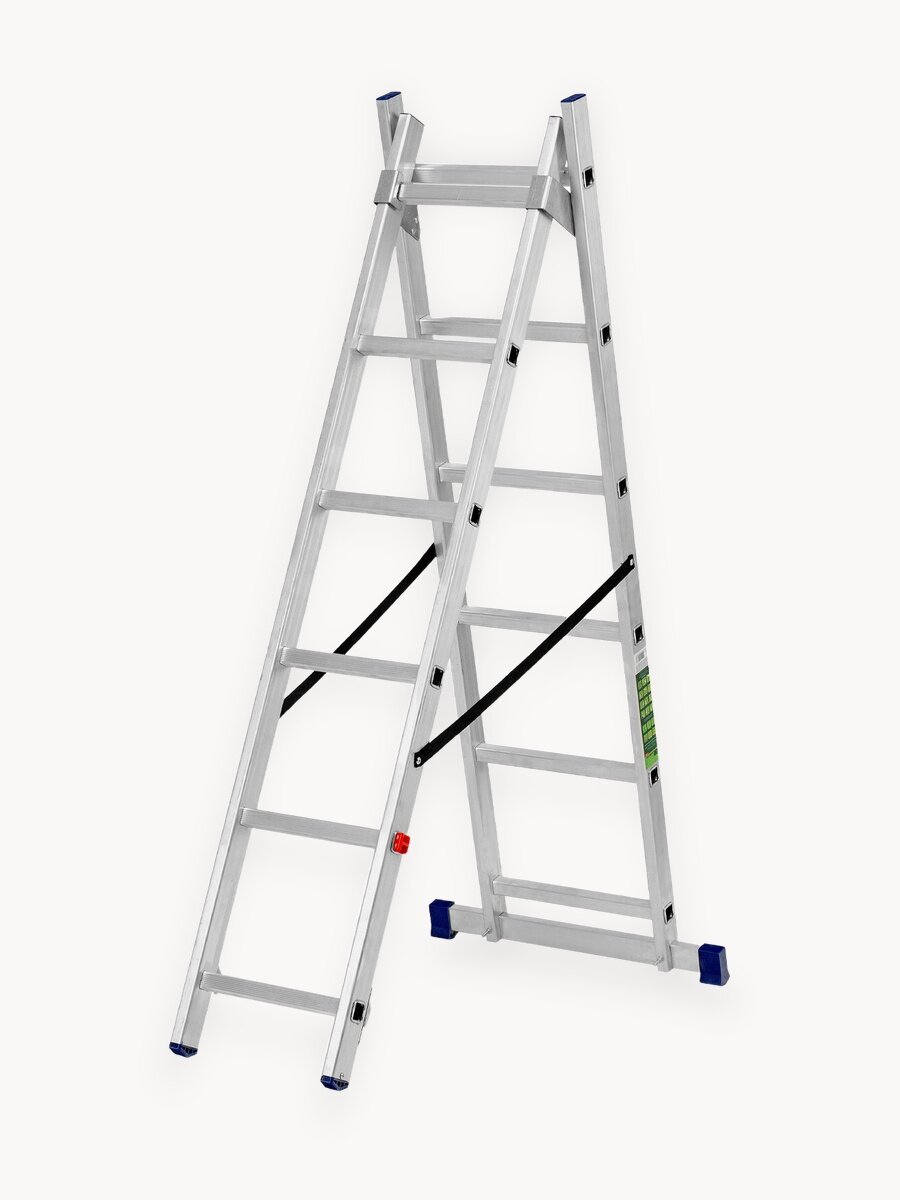 Лестница алюминиевая Сибртех 2х6 ступеней, 150 кг максимальная нагрузка, двухсекционная, 97906