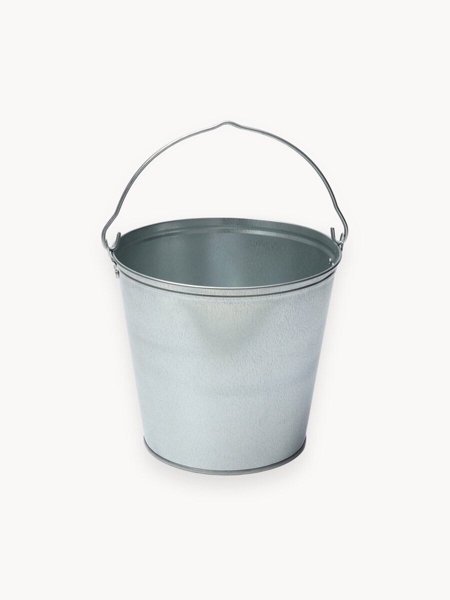 Ведро оцинкованное, 12л, ГОСТ, круглое, серебристое, с ручкой