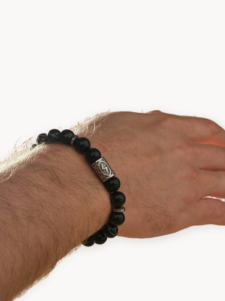 Браслет, гематит, агат