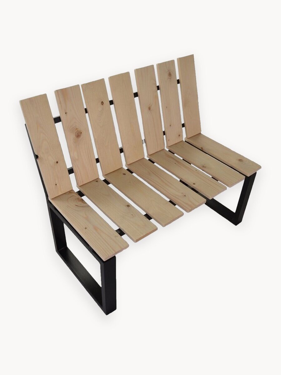 Садовая скамейка прямая со спинкой каркас с доской - G101