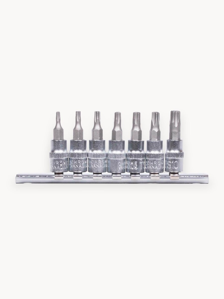 Головки комплект вставка TORX TS10-TS40 1/4 7пр 5 лучей планка АвтоDело 39838