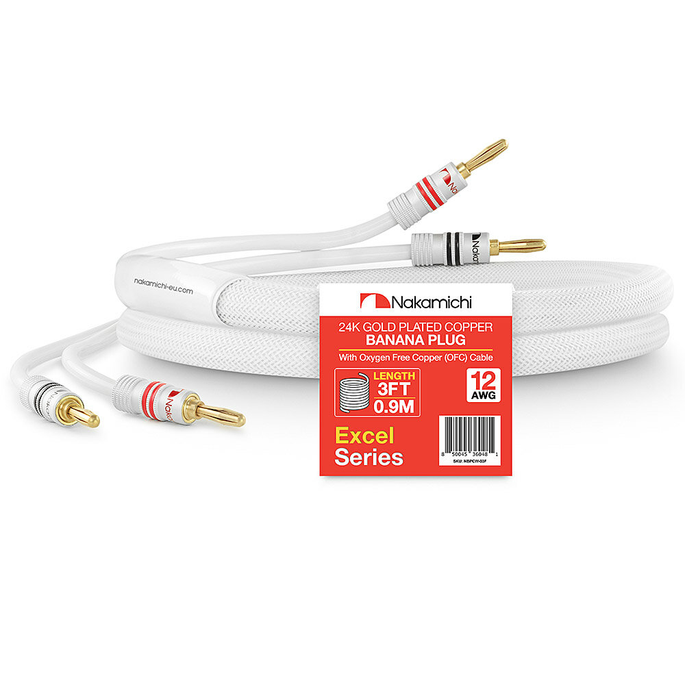 Nakamichi Аудиокабель BANANA/BANANA, 0.9 м, белый