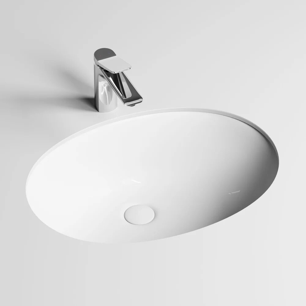 Раковина встраиваемая под столешницу Ceramicanova Element овальная 567x428x150 мм с переливом цвет белый CN6076