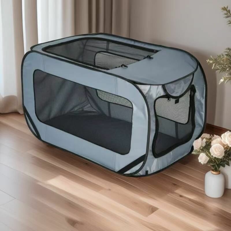 Клетка для домашних животных, клетка для собак, тент,92x55x50 см, серый