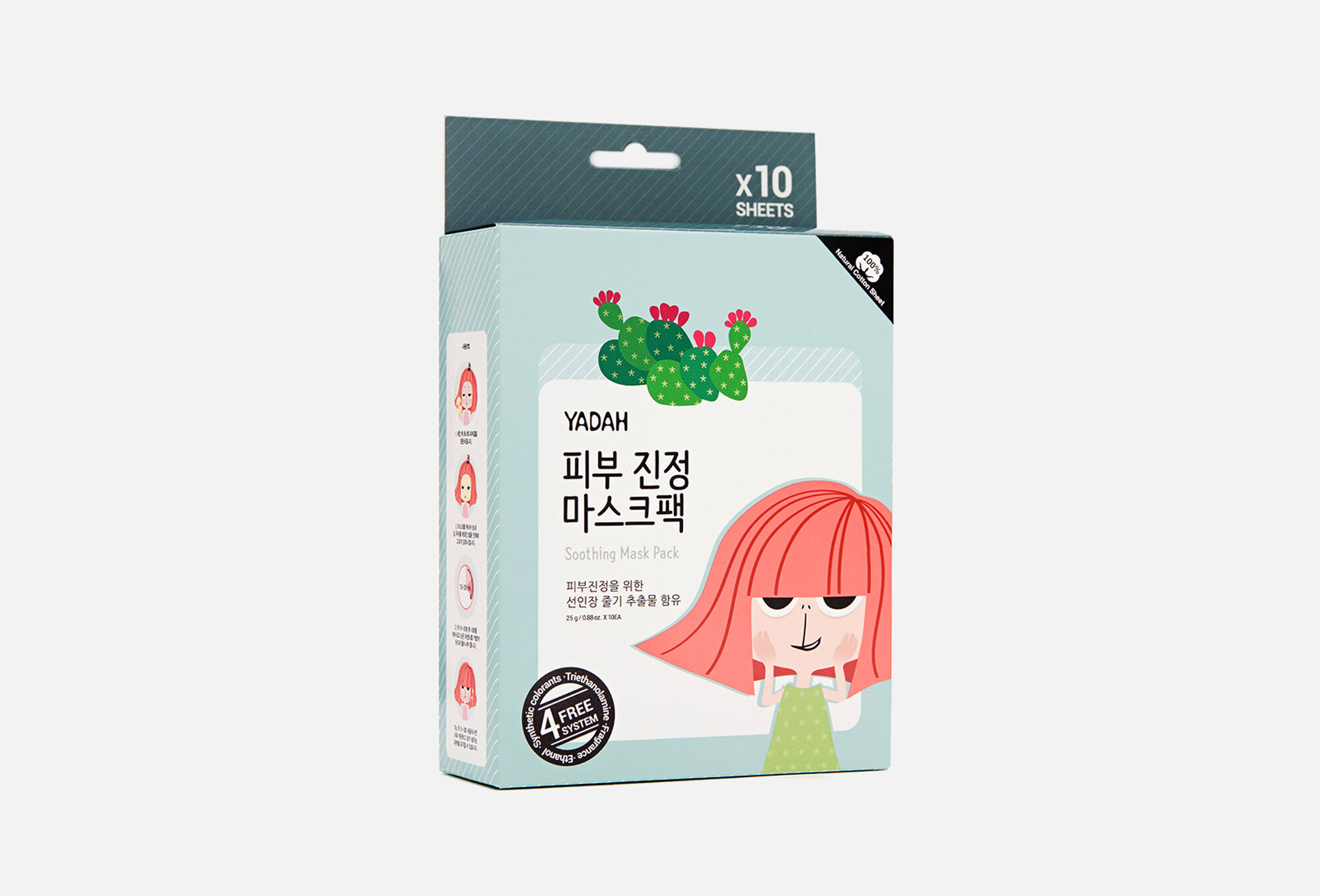 Успокаивающие маски на тканевой основе с экстрактом опунции YADAH SOOTHING MASK PACK 10EA