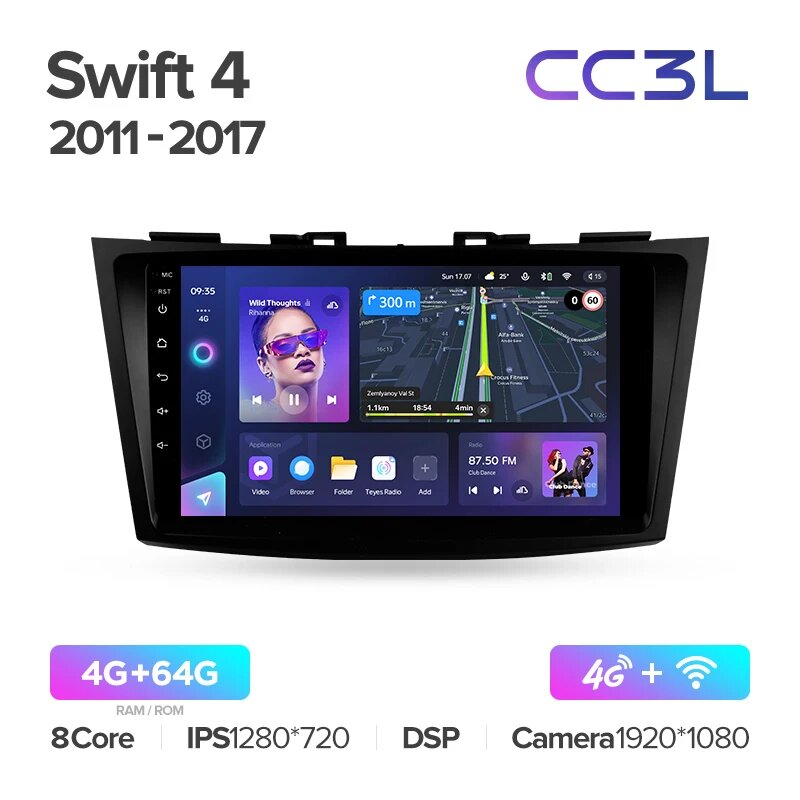 TEYES Тиайс CC3L WIFI Штатная магнитола For Сузуки Свифт 4 For Suzuki Swift 4 2011 - 2017 Android до 8-ЯДЕР до 4 + 64ГБ 36EQ + DSP 2DIN автомагнитола 2 DIN DVD GPS мультимедиа автомобиля головное устройство Swift 4 CC3L 64G