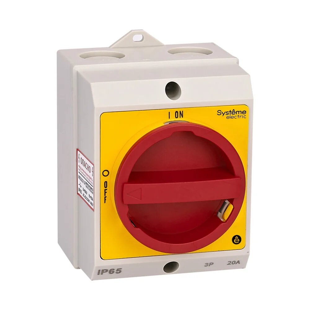 Systeme Electric Главный аварийный выключатель-разъединитель SystemePact, 3 P, 20 A, IP65, с замком MSD20311R