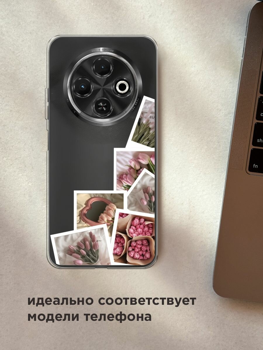 Чехол на Tecno Spark 30C / Текно Спарк 30C с принтом "Весенние фото - 8 марта", прозрачный — фото 1