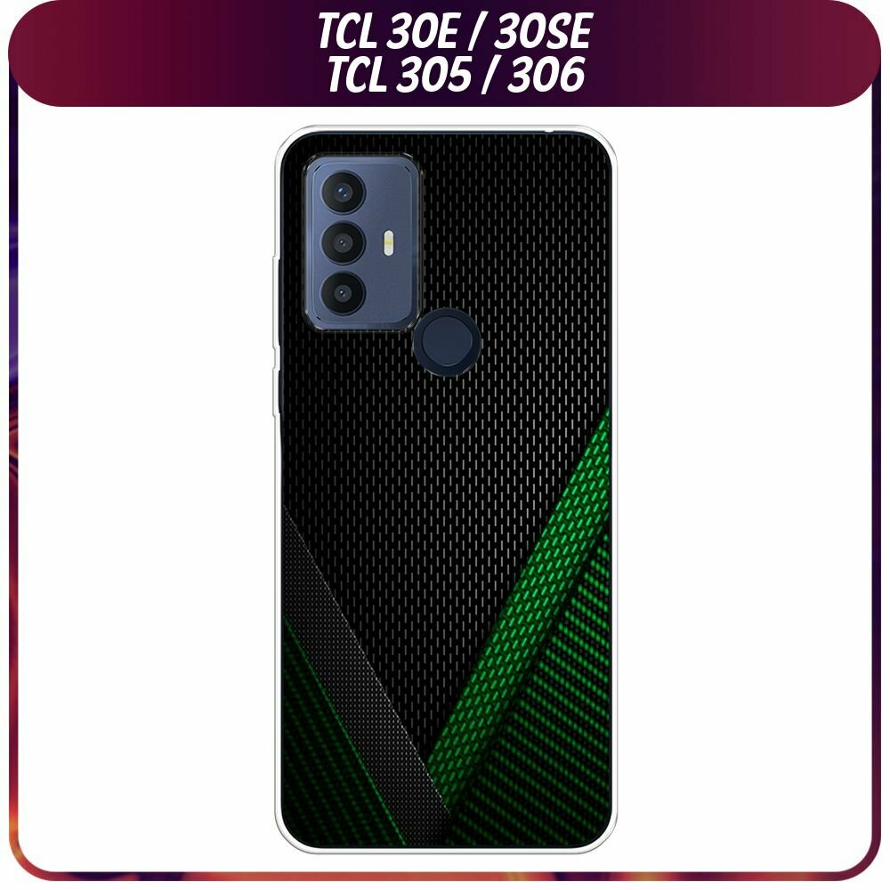 Чехол на TCL 30E/30 SE/305/306 / ТСЛ 30E с принтом "Зеленый карбон"
