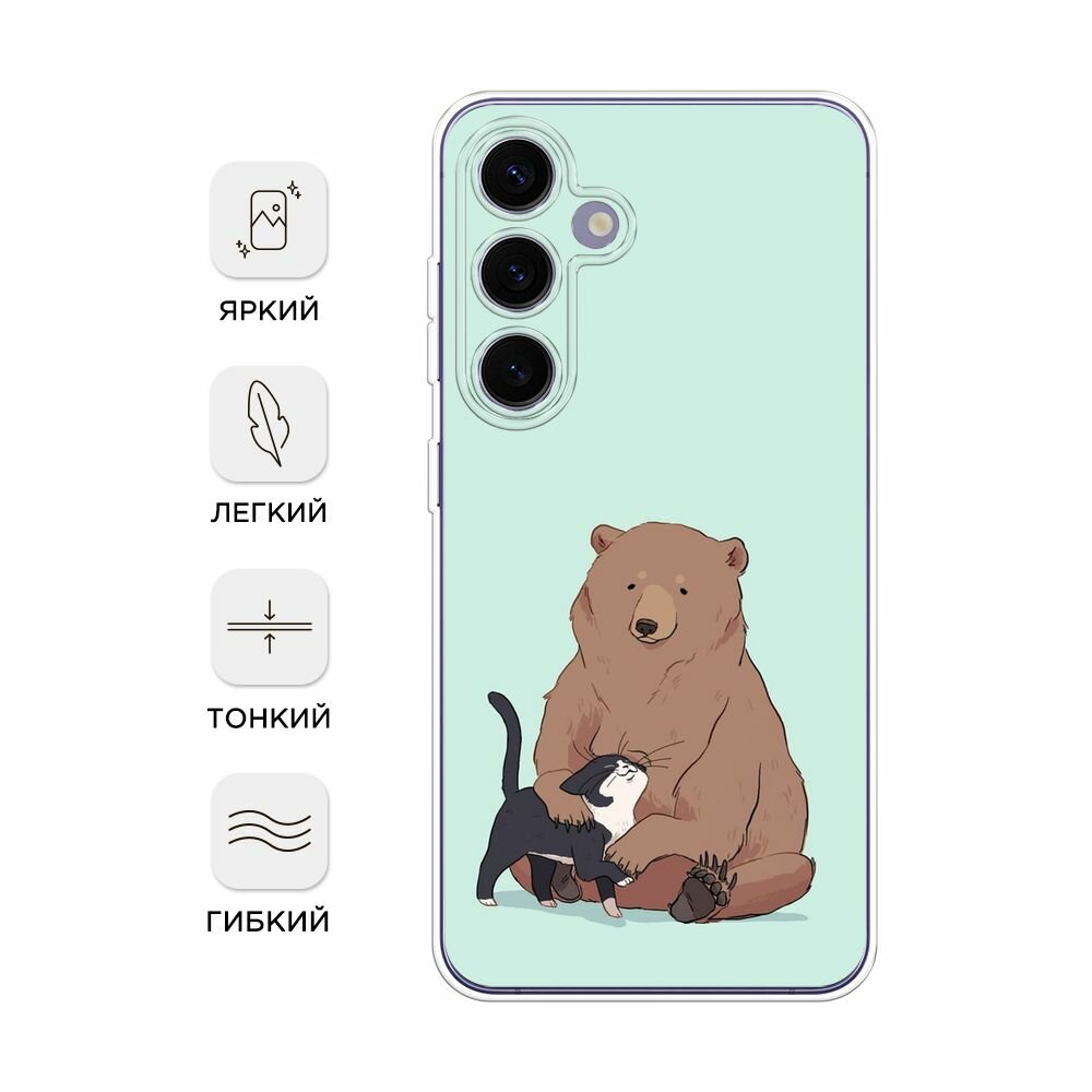 Чехол на Samsung Galaxy S24 Plus / Самсунг S24 Plus с принтом "Медведь и кошка дружба" — фото 1