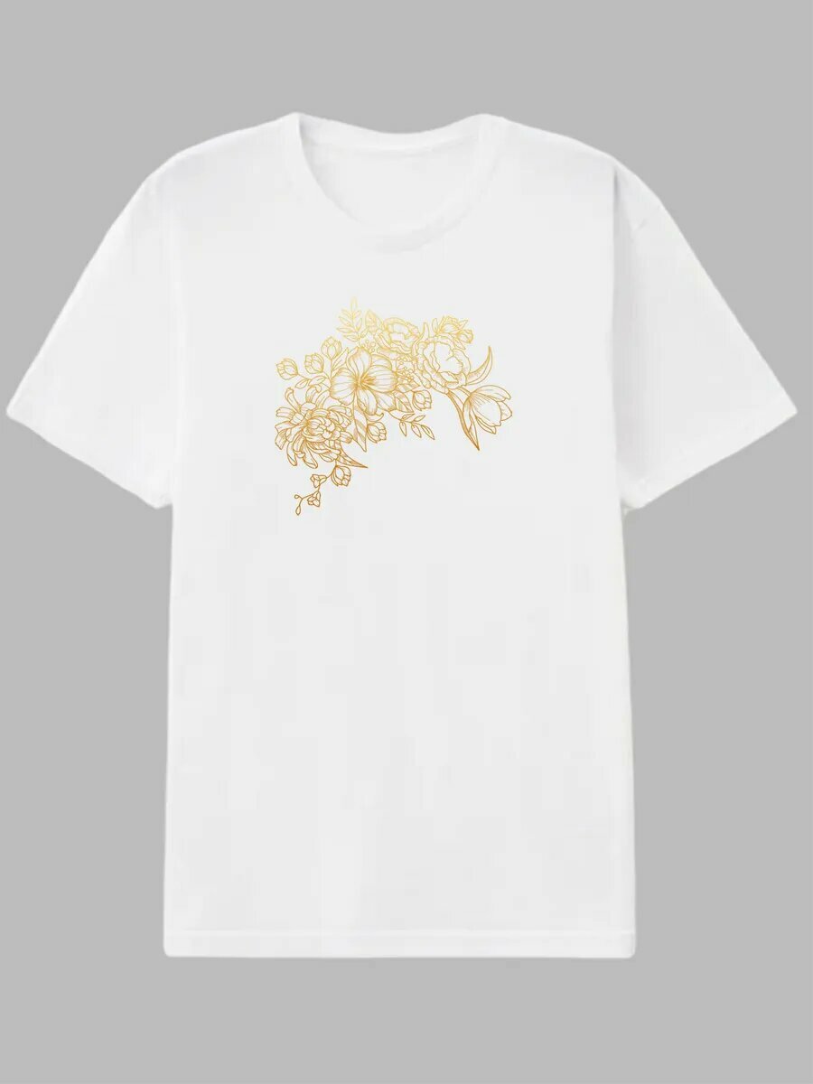 Футболка красивый букет золотого цвета