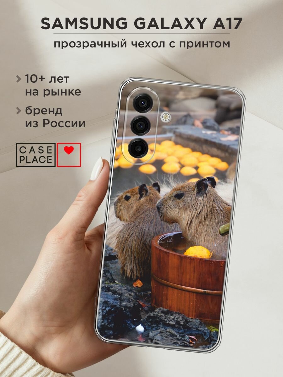 Чехол на Samsung Galaxy A17 / Самсунг А17 с принтом "Капибары отмокают"