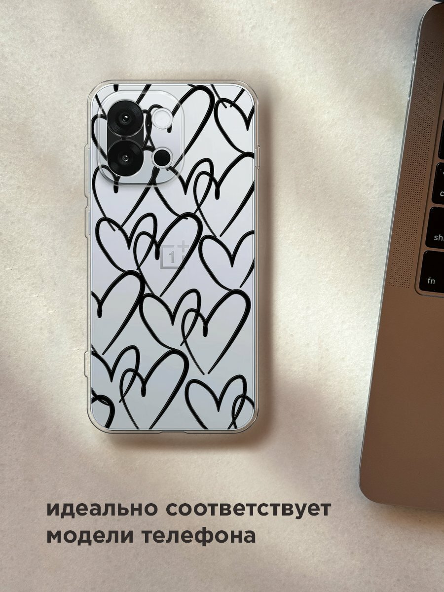 Чехол на OnePlus 13T / Ван Плас 13Т с принтом "Hearts doodle black 1" — фото 1