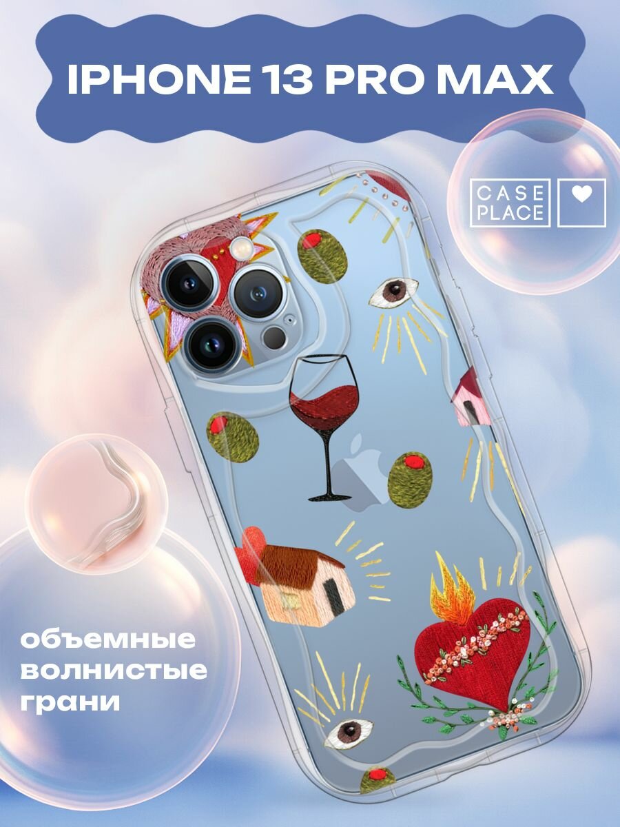 Чехол на Apple iPhone 13 Pro Max / Айфон 13 Про Макс с принтом "Ниточный коллаж"