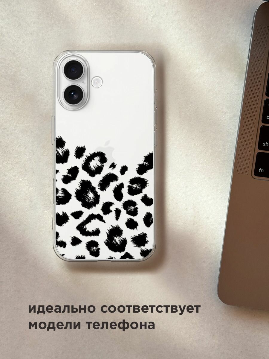 Чехол на Apple iPhone 17 / Айфон 17 с принтом "Окрас леопарда фон черный", прозрачный — фото 1