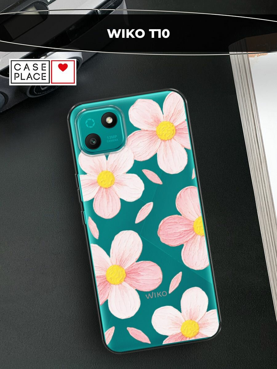 Чехол на Wiko T10 / Вико Т10 с принтом "Розовые ромашки"