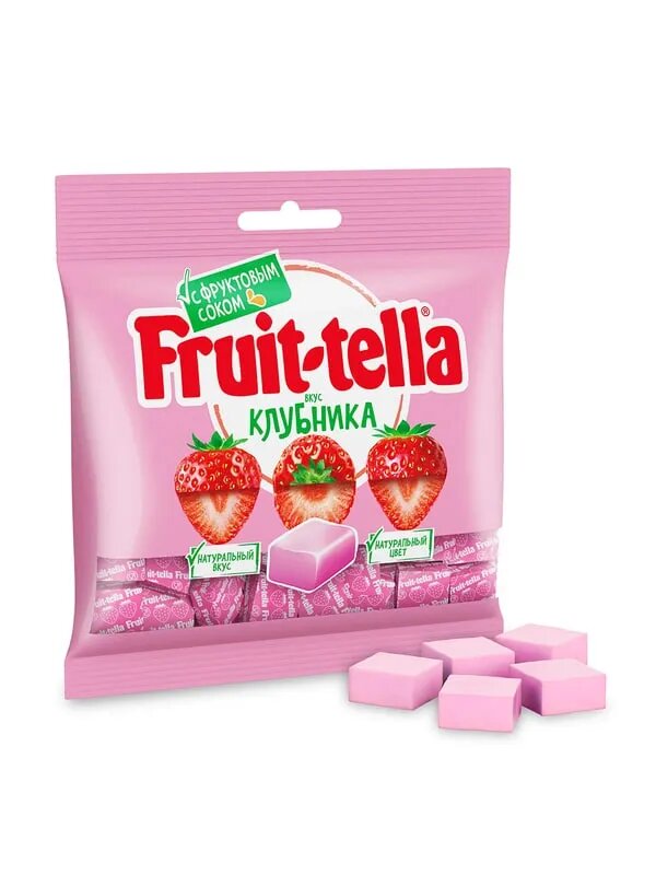 Конфеты "Fruit-tella" жевательные со вк. клубники 70г. 4 уп.
