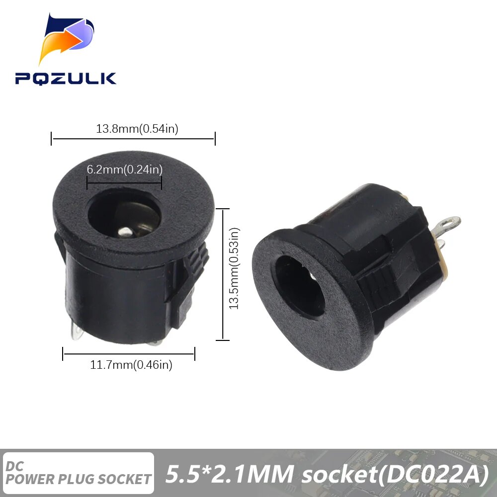 DC 5.5x2.1mm Разъем питания PQZULK, Type F, 5 шт.