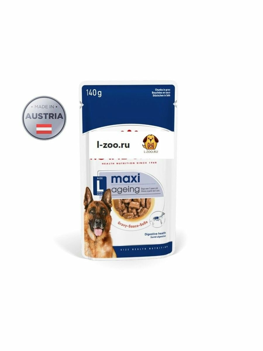 MAXI AGEING Полнорационный корм для стареющих собак крупных размеров в возрасте 5 лет и старше.140гр х10шт