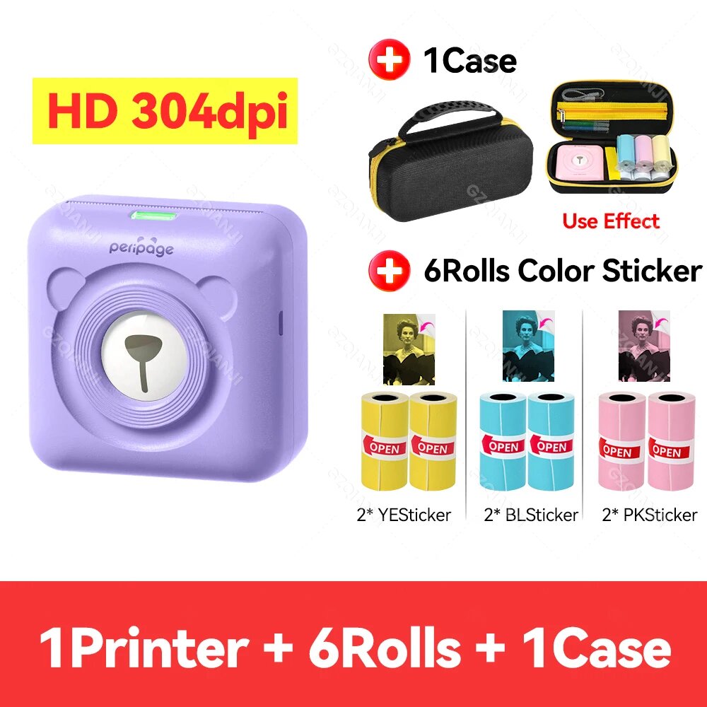 Мини-принтер Peripage A6 желто-фиолетовый