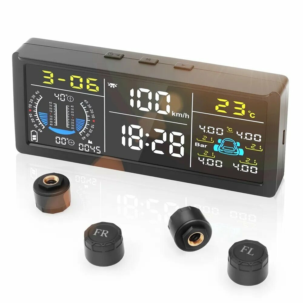 TPMS Солнечная система контроля температуры шин автомобиля Предупреждение о давлении в шинах