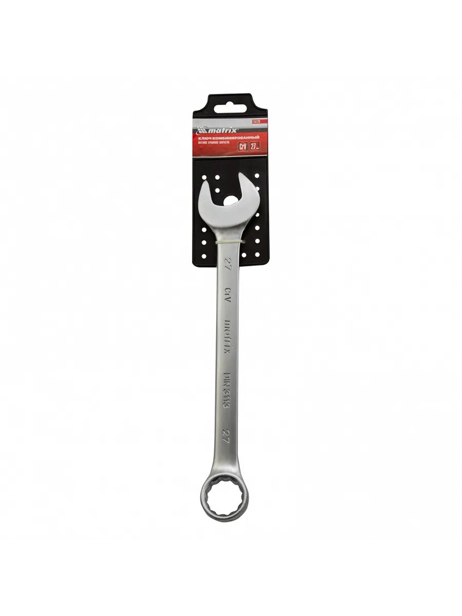 Ключ комбинированный, 27 мм, CrV, матовый хр, MATRIX, 15120