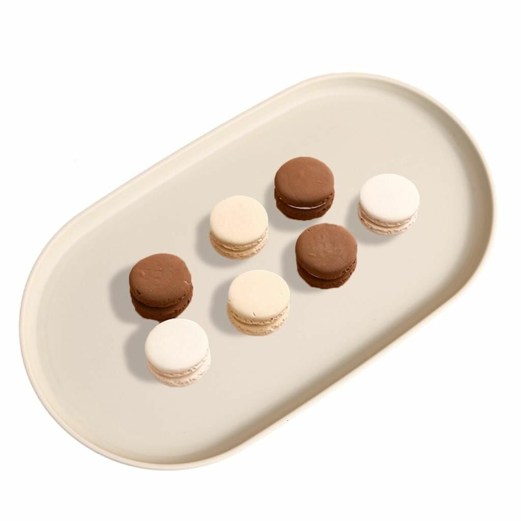 Скандинавский овальный поднос для еды кремового цвета