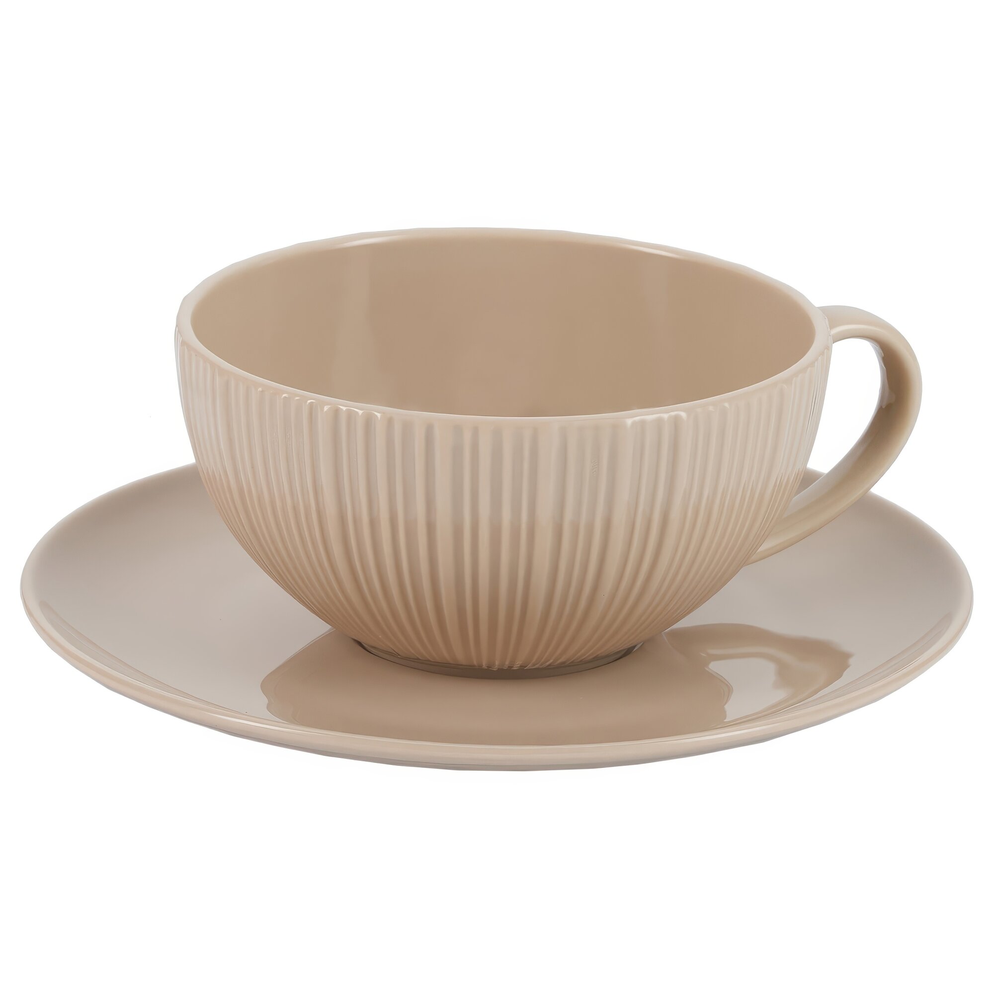 Чайная пара Gipfel Crema 51691, костяной фарфор, бежевый, можно мыть в посудомойке