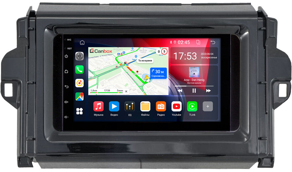 Магнитола в штатное место 2 din Toyota Fortuner 2 2015-2026 Canbox 4/64 на Android 10 (GTR7-RP-11-600-450) (IPS, DSP, CarPlay)