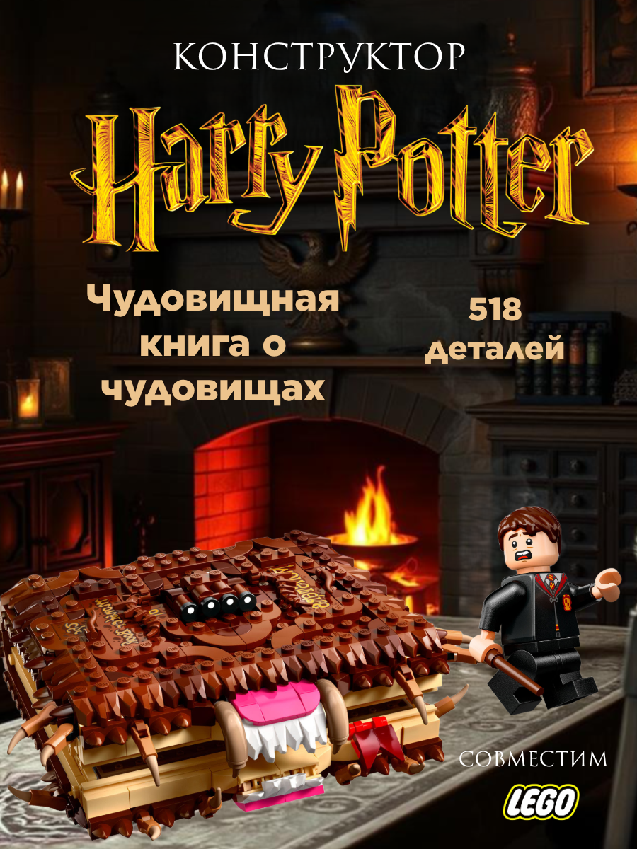 Конструктор Гарри Поттер Чудовищная книга о Чудовищах, 518 деталей / книга монстр, конструктор детский, Harry Potter