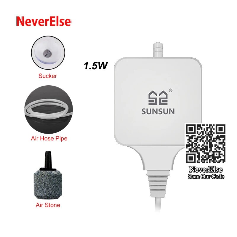 Мини воздушный насос NeverElse 1Вт для аквариума Белый, EU Plug adapter, 1.5W 85x48mm Square