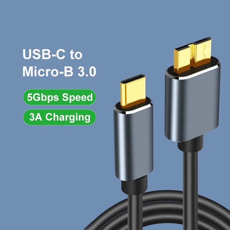 Кабель Micro B USB 3 0–Type C Разъем для зарядки Синхронизация 5 Гбит/с Передача Type-C к USB 3.0 Кабель Micro B Жесткий диск Шнур для передачи данных