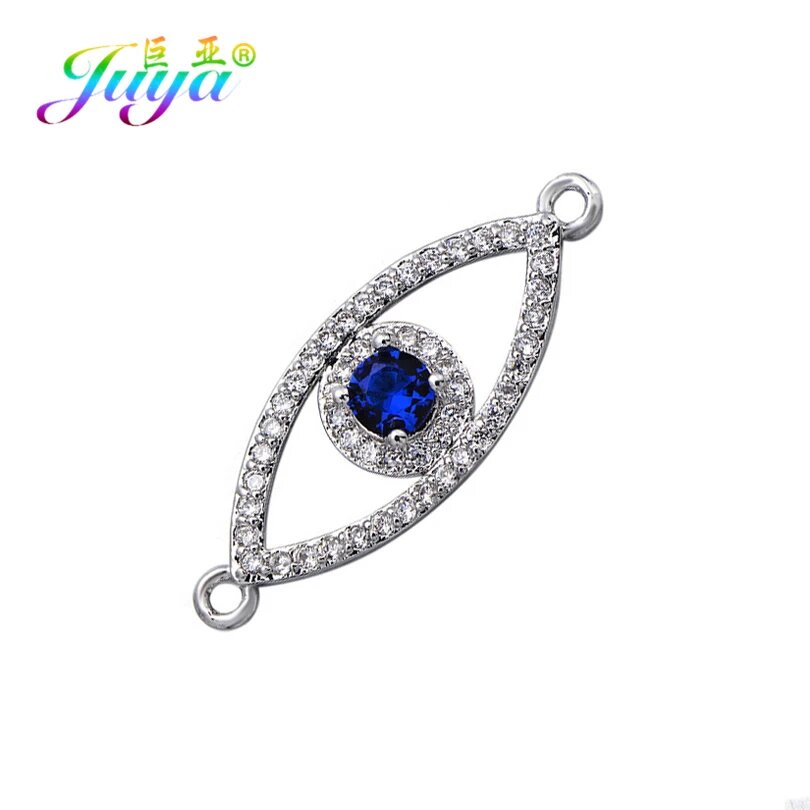 Juya медные подвески-коннекторы с фианитами Синий, White Gold