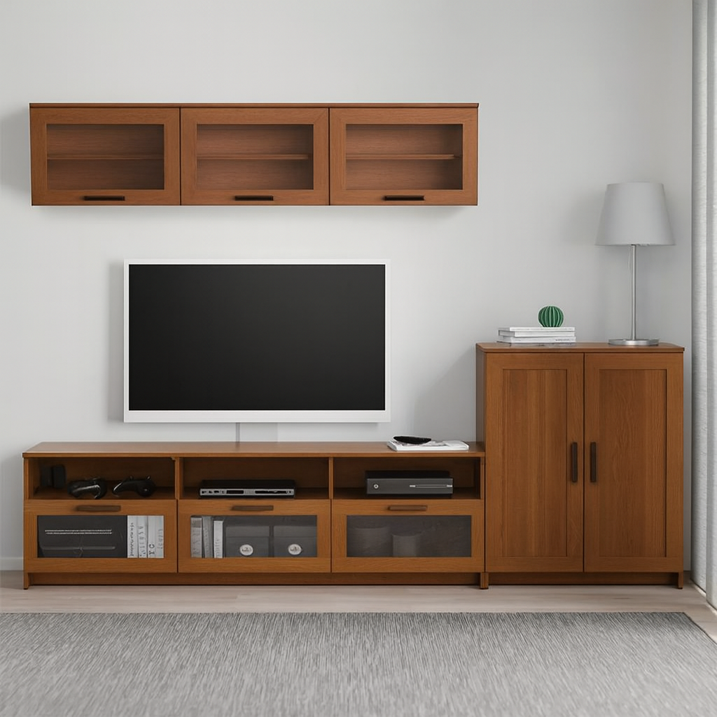 Стенка Билли Икеа для гостиной, современная, цвет ЛДСП орех экко