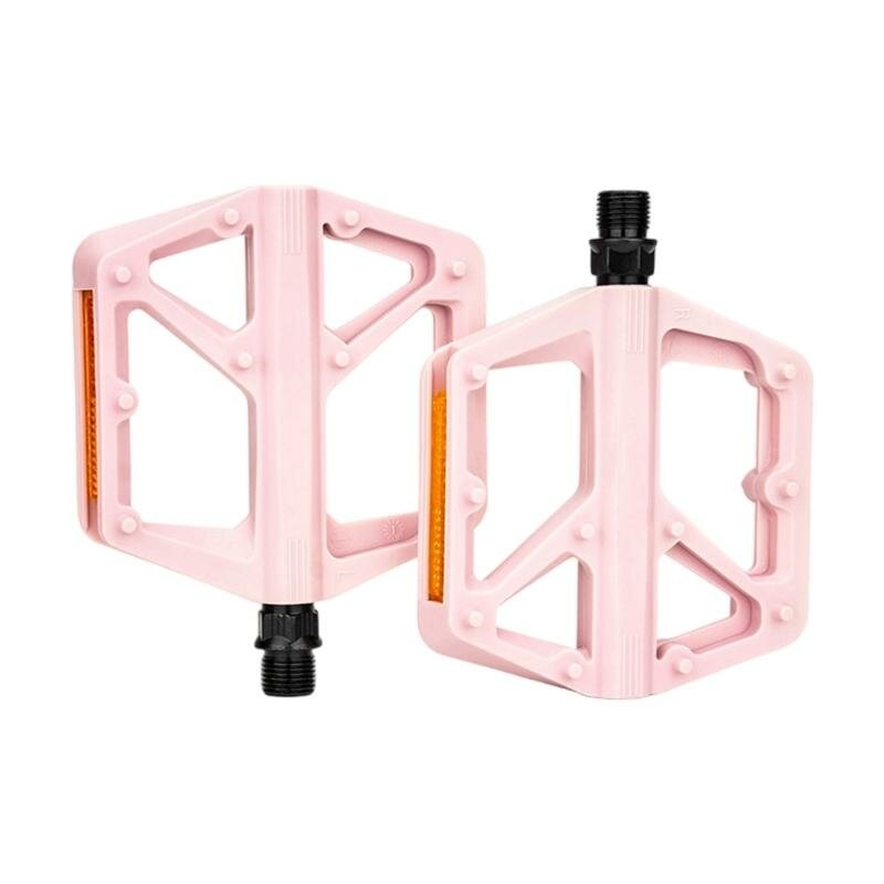 Легкие нейлоновые педали для горных велосипедов, широкие плоские педали с подшипниками, противоскользящие педали, удобные в использовании, Светло - розовый
