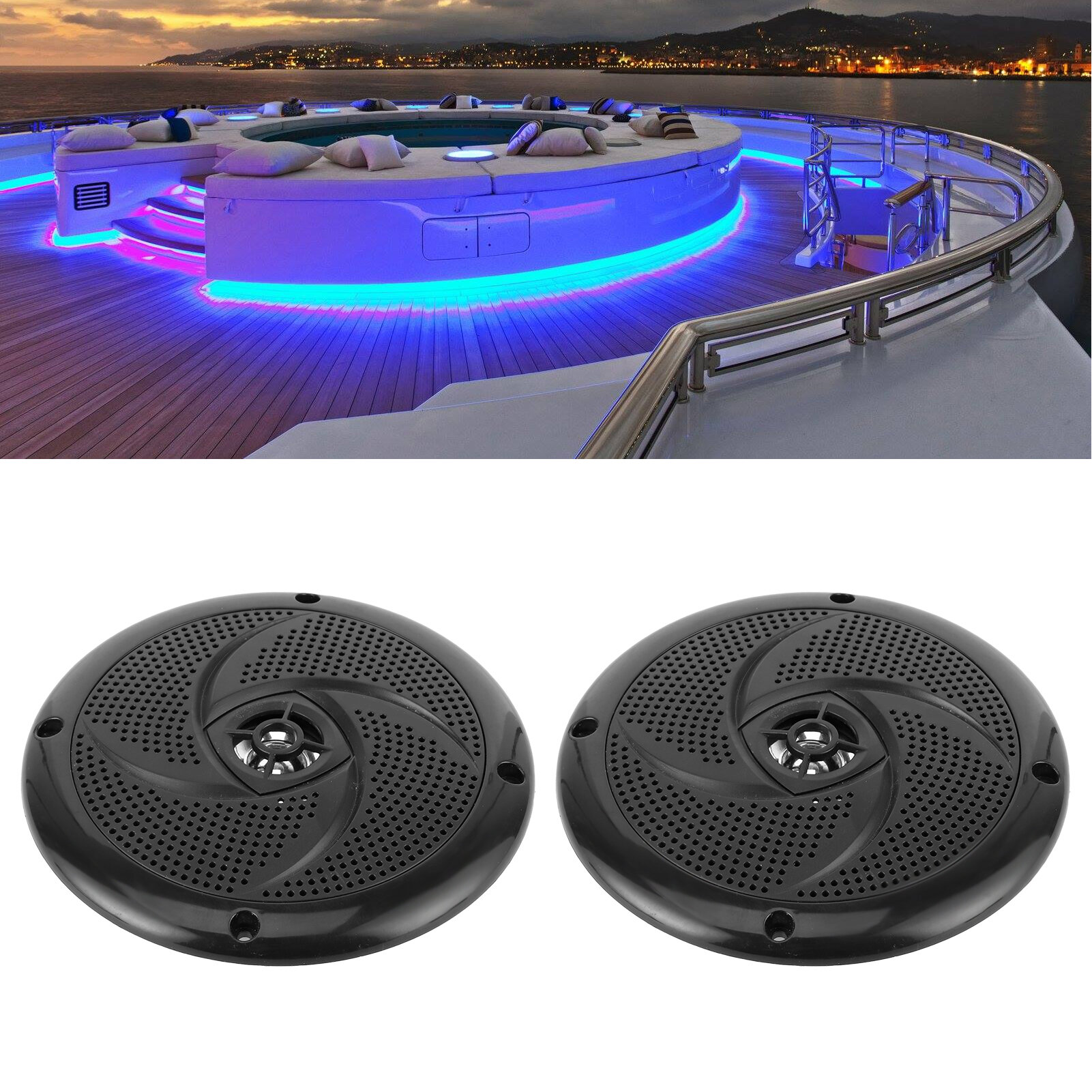 Динамики для морских лодок, ультратонкие водонепроницаемые двойные морские аудиоакустические системы для автомобиля, морского катера, яхты, корабля, моторной лодки