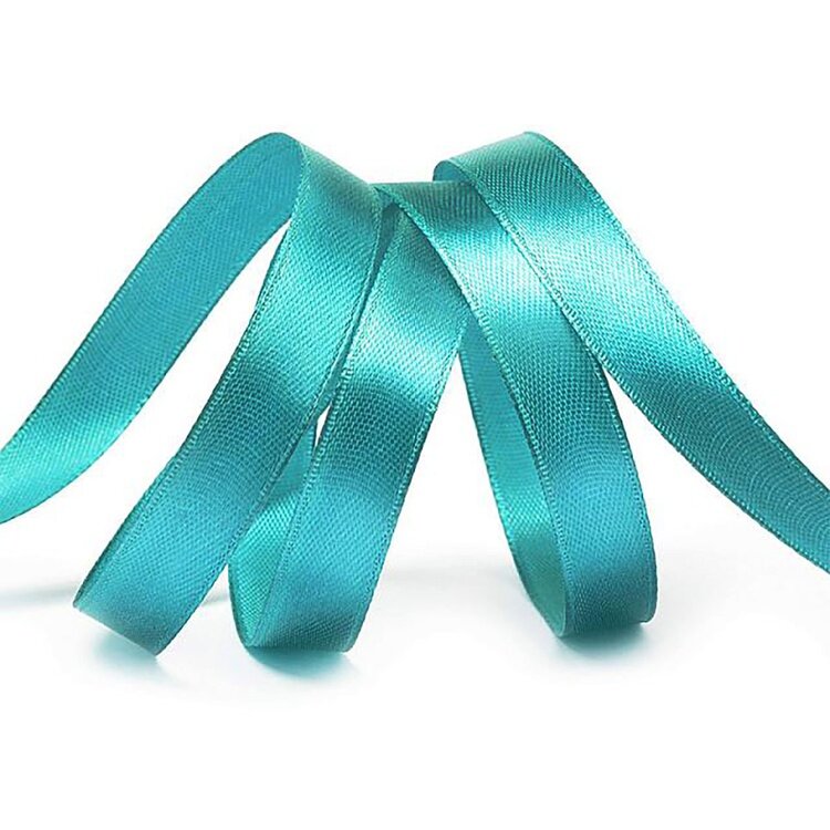 Лента декоративная КНР атласная, ширина 12 мм, длина 27.4 м, бирюзовая