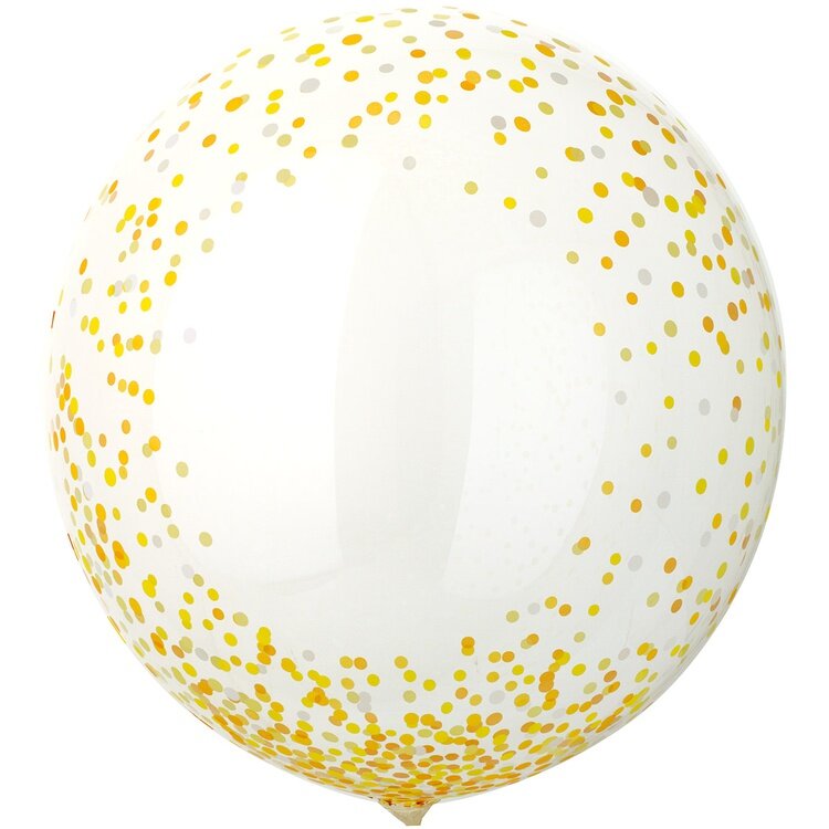 Воздушный шарик КНР bubble, сфера, 18", конфетти желтое