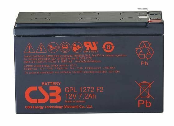 Аккумулятор CSB батарея общего применения, GPL, 12 В, 7,2 Ач