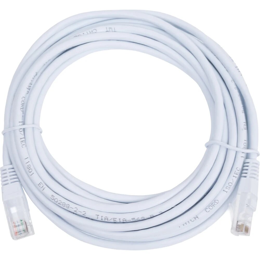 Патч-корд TWT RJ45-RJ45, 2 пары, UTP, категория 5е, 5 м, белый, TWT2-45-45-5.0-WH