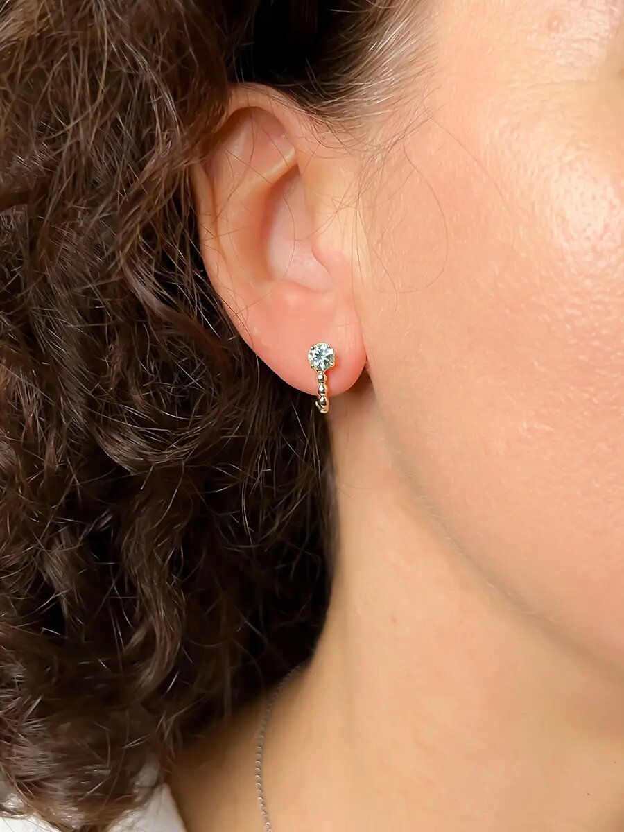 Серьги, желтое золото, 375 проба, аквамарин