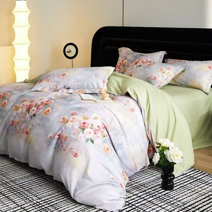 Apollo Bedding Комплект постельного белья, Сатин люкс, Двуспальный с простыней Евро, наволочки 50x70