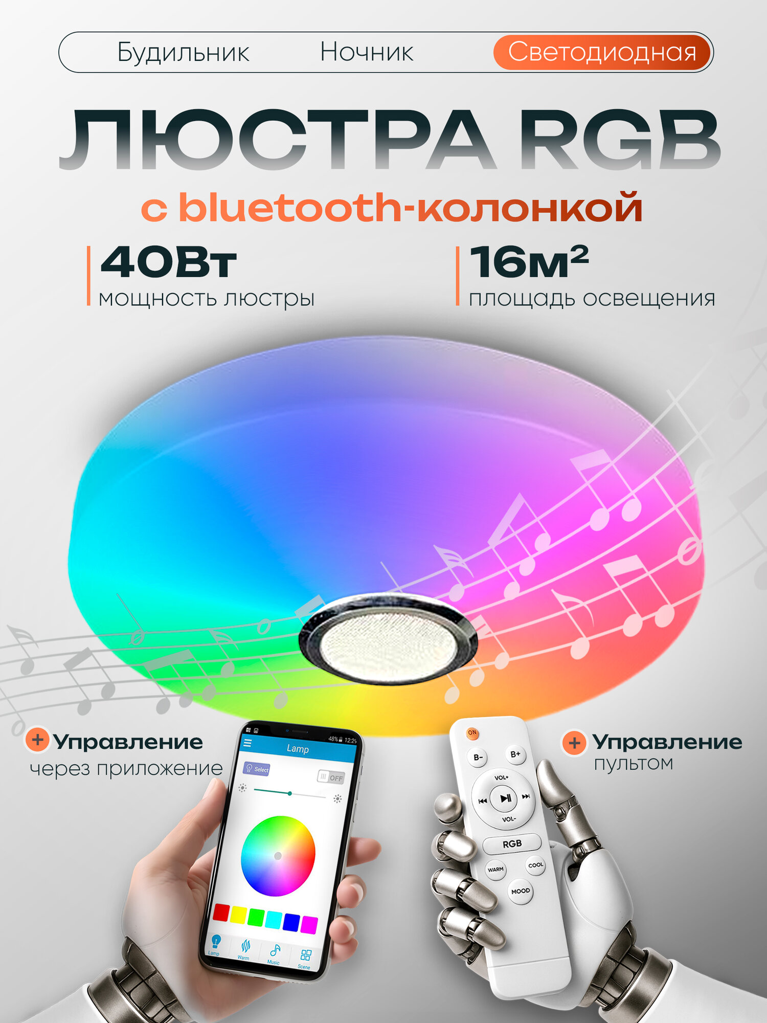 WEDO LIGHT Люстра с музыкальной колонкой и RGB подсветкой для детской комнаты