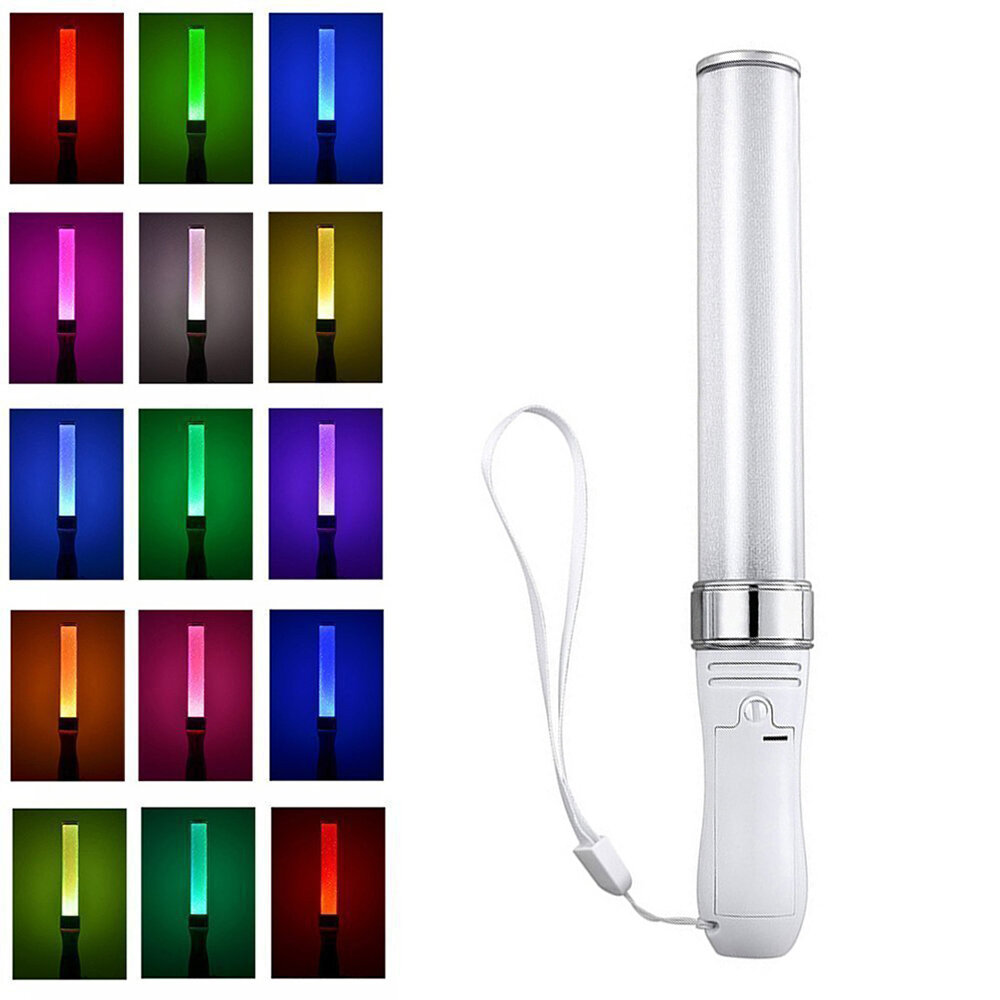 LED Light Sticks LED Glow Sticks 15 Colors Switchable Poi Glow Sticks для вечеринок концертов свадеб праздников, материал ABS, цвет белый, источник питания 3* AAA батарейки (не включены), размер 25*3 см, вес 54 г, упаковка 25*5*5 см, вес упаковки 80 г, в