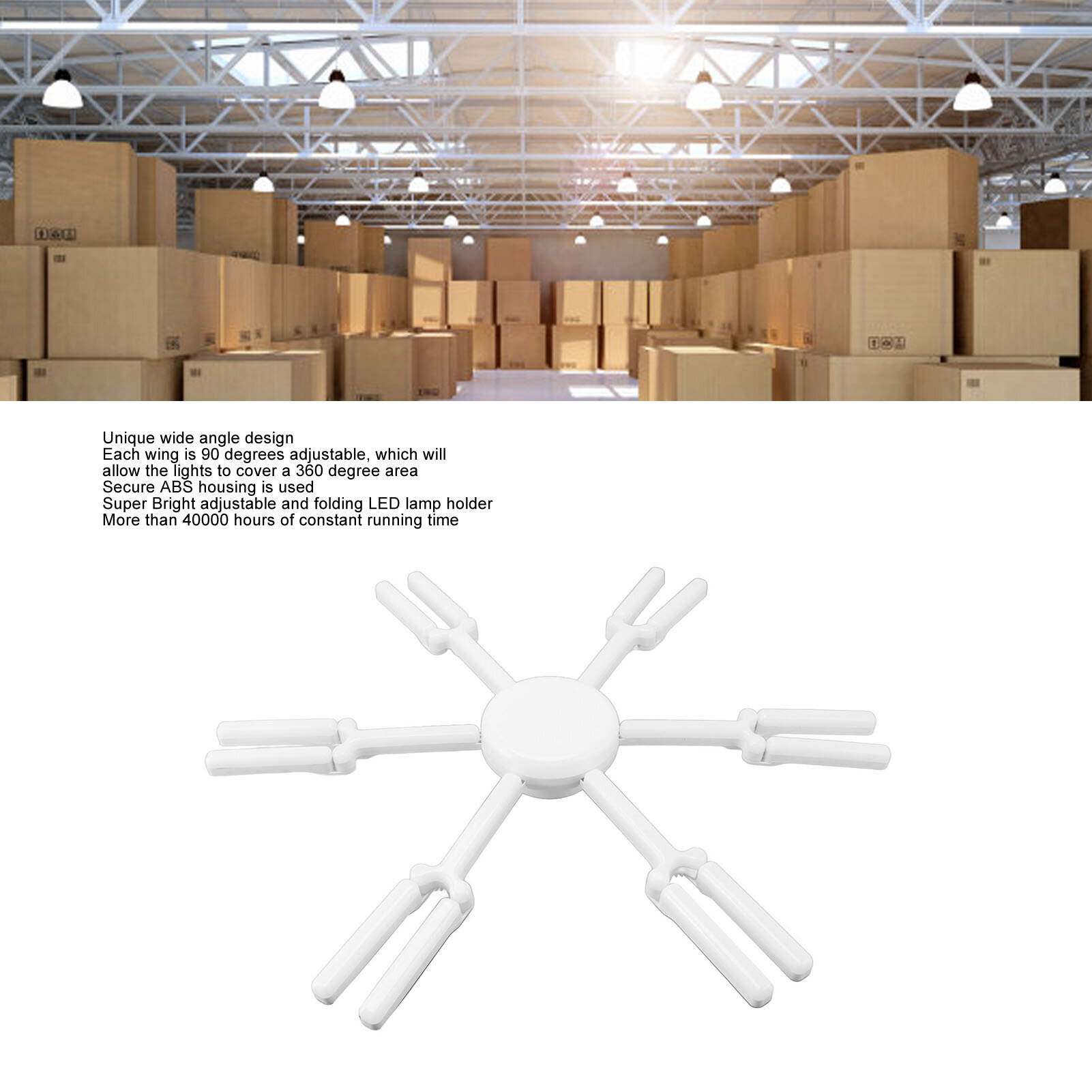 Светодиодный светильник для гаража 120 Вт с 6 регулируемыми панелями E27 Суперяркая лампа Деформируемый потолочный светильник для гаража 6000–6500 К 85–265 В Белый
