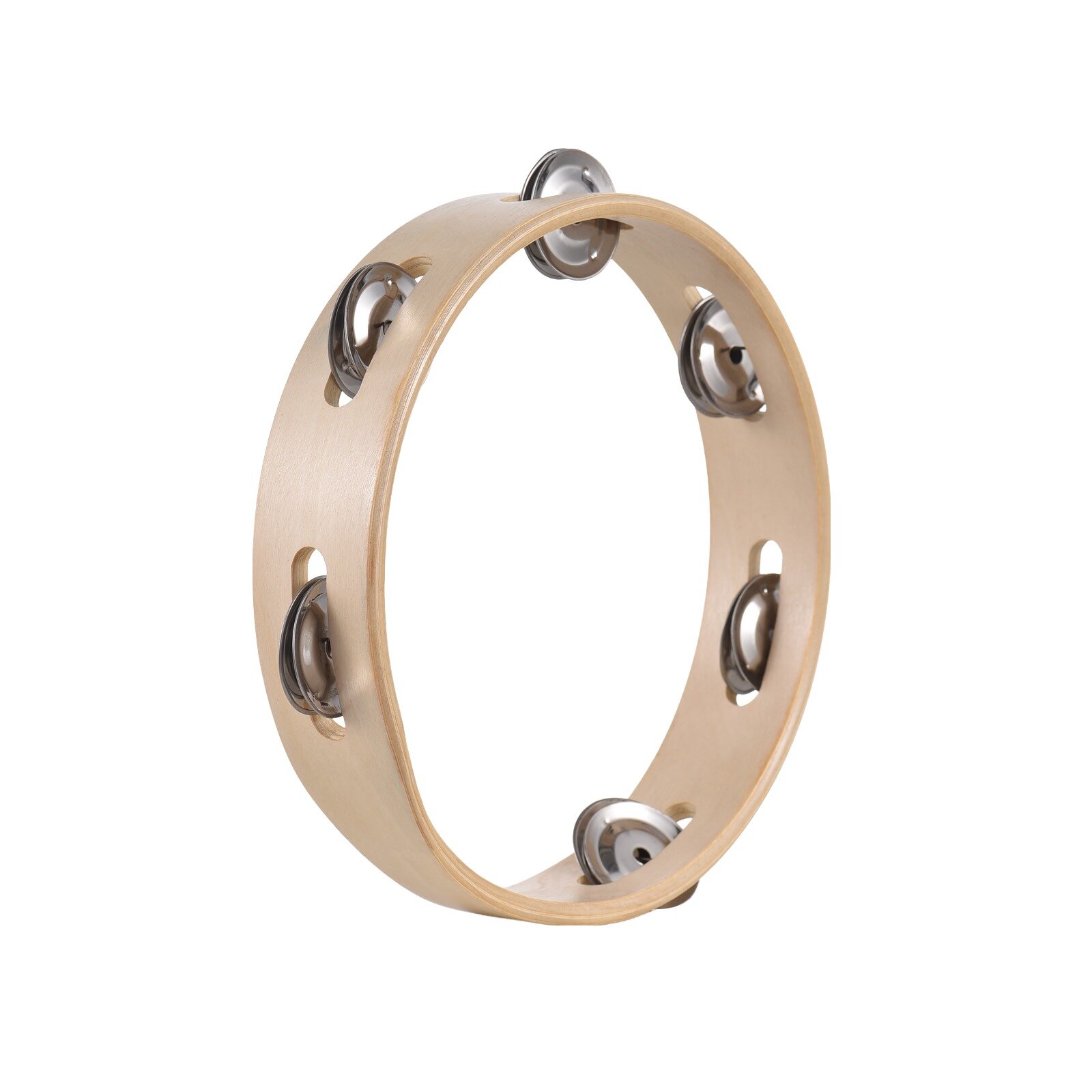 8-дюймовый бубен для взрослых Приятный звонкий звук Ручной звонок с колокольчиками Деревянный натуральный цвет Металлический звук колокольчика Ударные инструменты Домашние школьные принадлежности для вечеринок Однорядный деревянный бубен