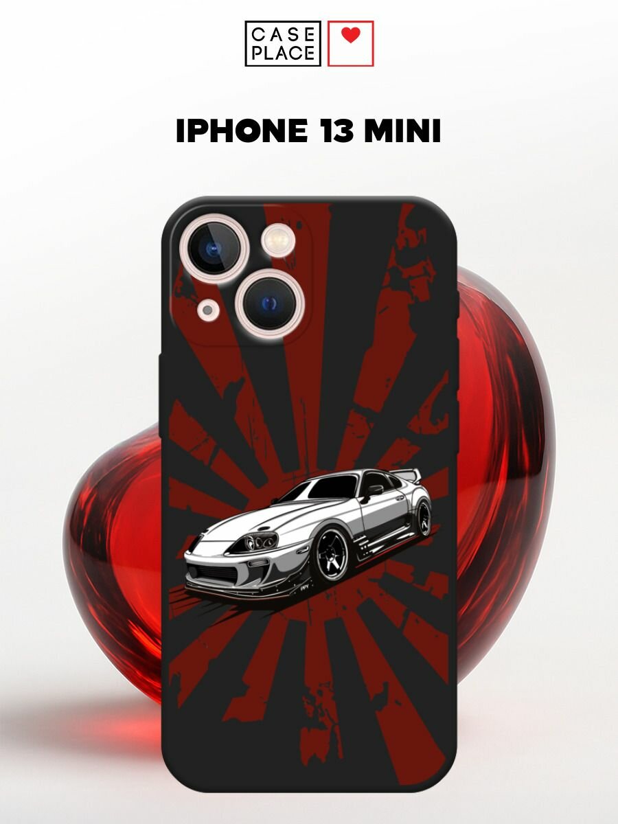 Черный матовый чехол на Apple iPhone 13 mini / Айфон 13 mini с принтом Спортивный автомобиль