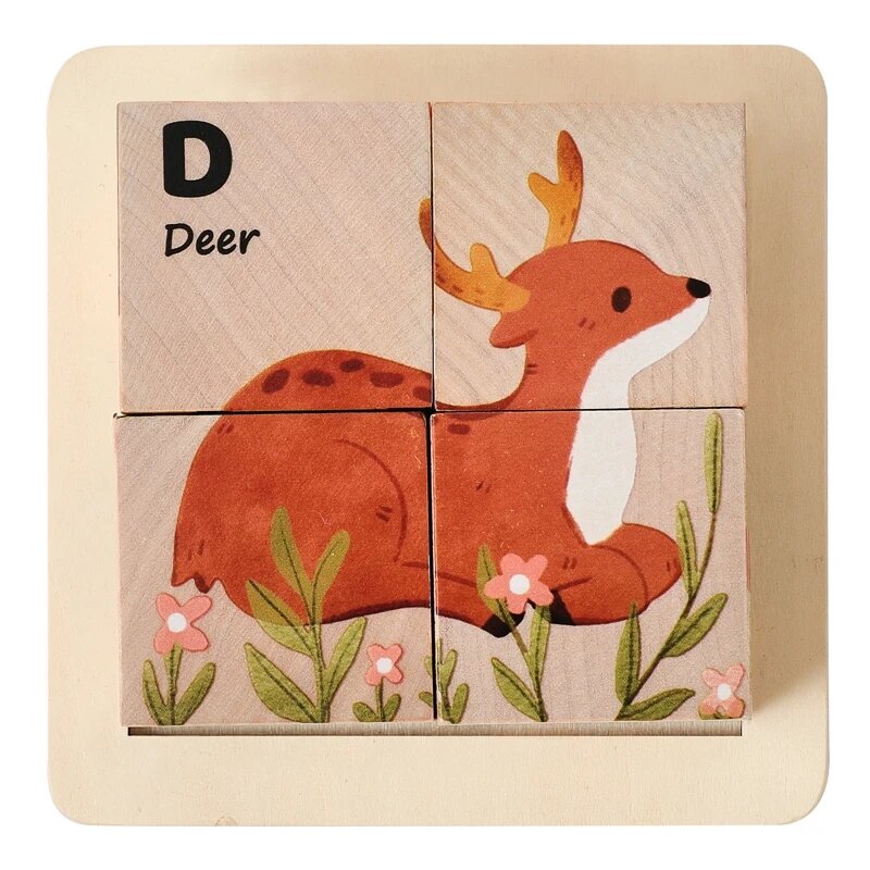 Деревянный кубик с животными 2