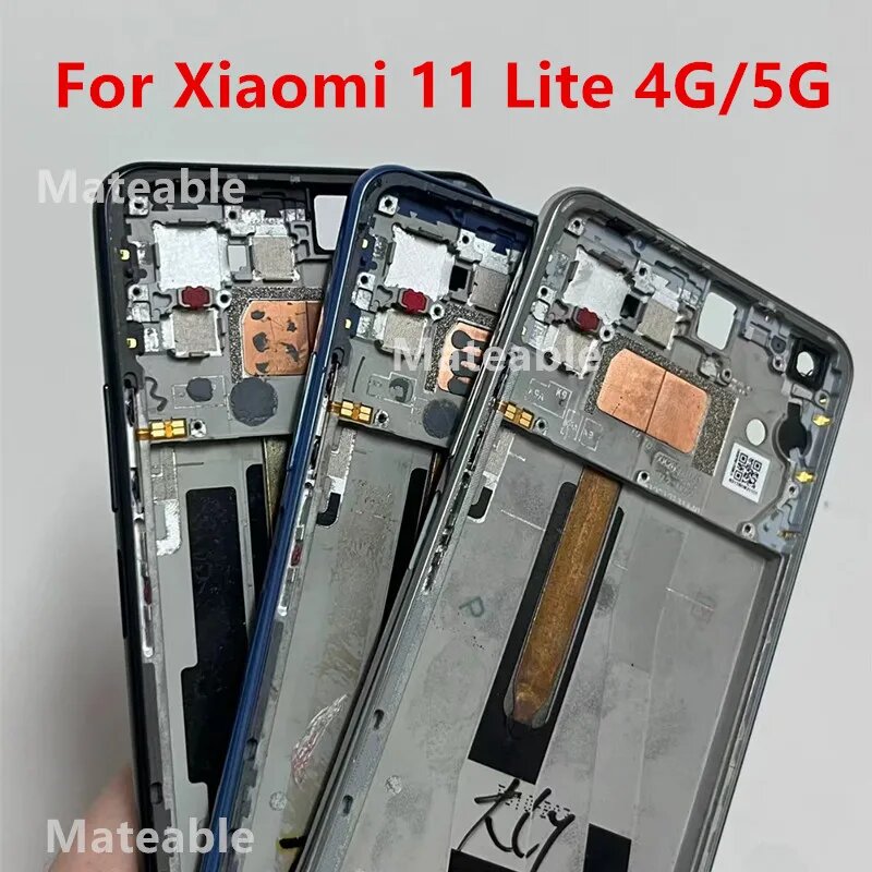 Mi11Lite для Xiaomi Mi 11 Lite 4G 5G, передняя средняя рамка, пластина корпуса, ЖК-дисплей, поддержка лицевой панели, замена запасных частей для ремонта