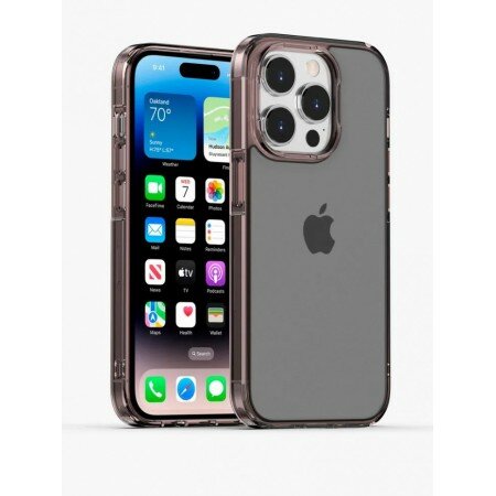 Чехол Gurdini "Alba Series", для iPhone 15 Pro, противоударный, матовый, серый